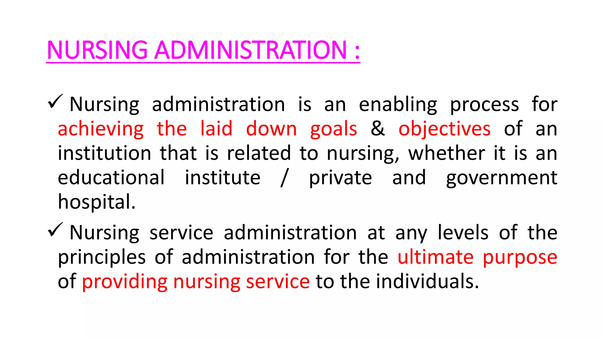 Introduction to Nursing Administration and Management | PDF