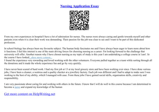 Nursing Admission Essay Examples Sample Practitioner