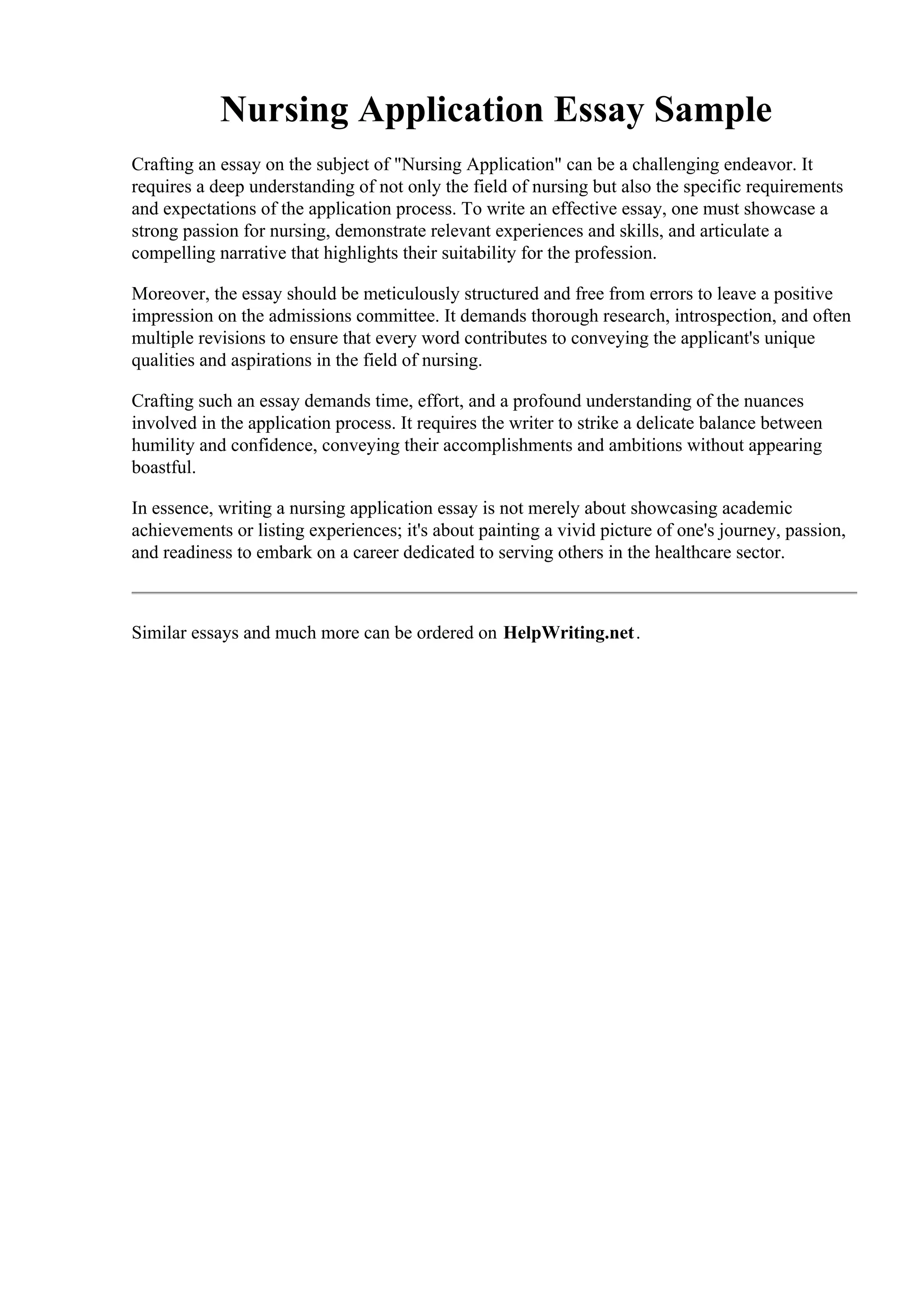 Nursing Application Essay Sample.pdf | Free Download