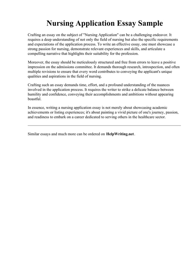 Nursing Application Essay Sample.pdf | Free Download