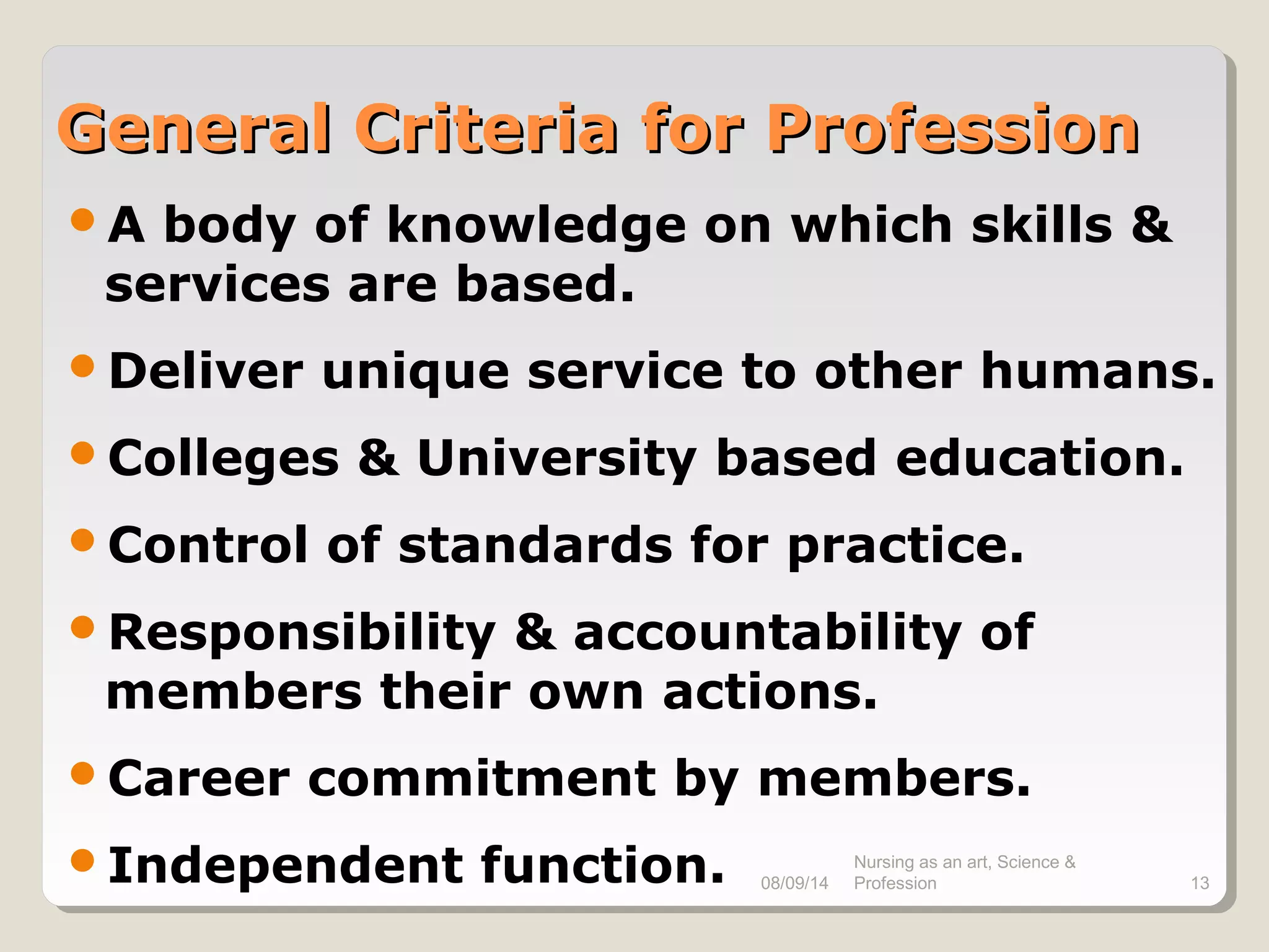 Nursing art, science & profession 1 | PPT