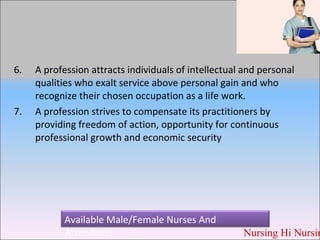 Nursing as a nobel perfession | PPT