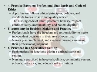 Nursing as a Profession:-Definition, Characteristics, and Criteria of ...