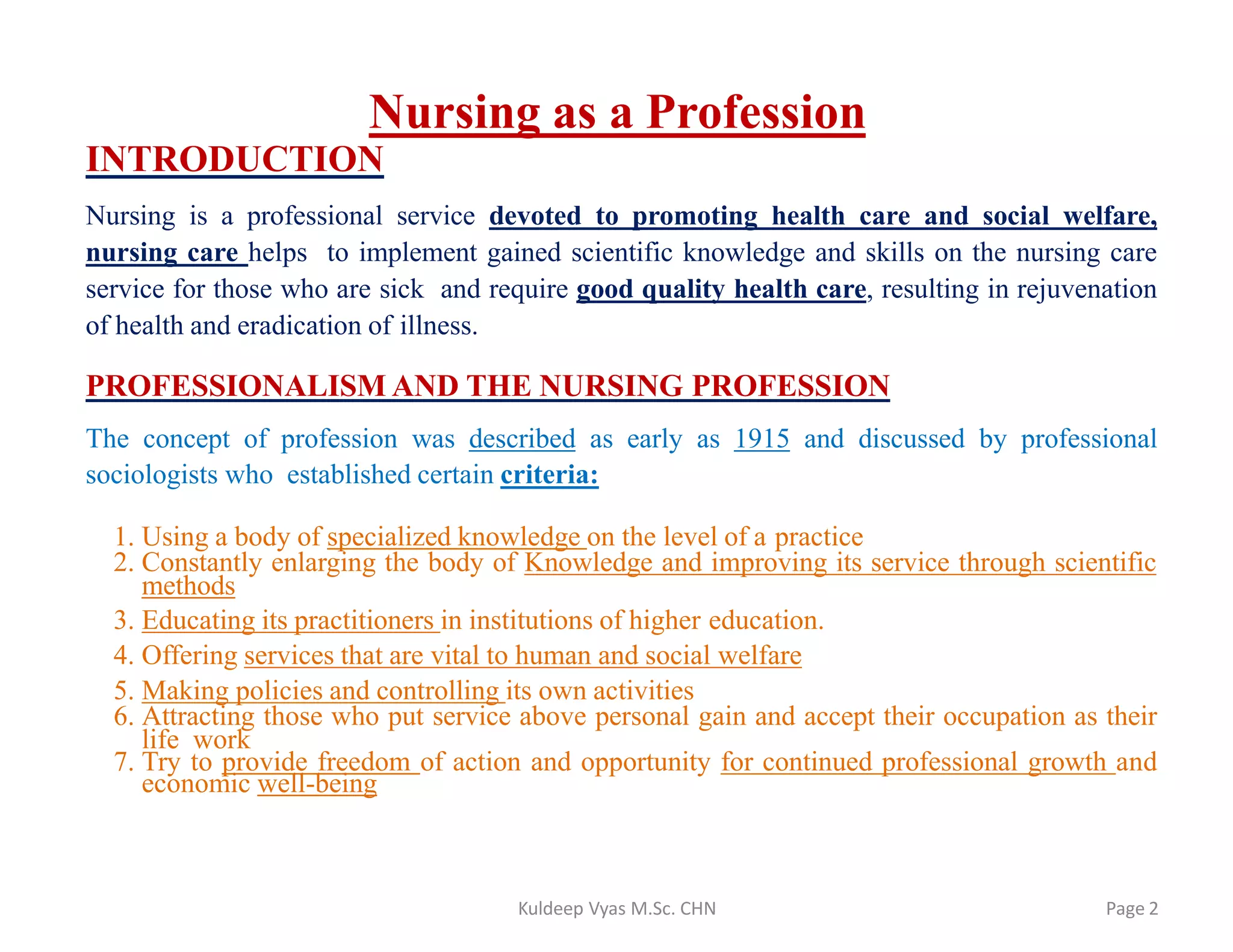 Nursing as profession | PPT