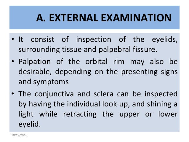 Nursing assessment and assessment of eye