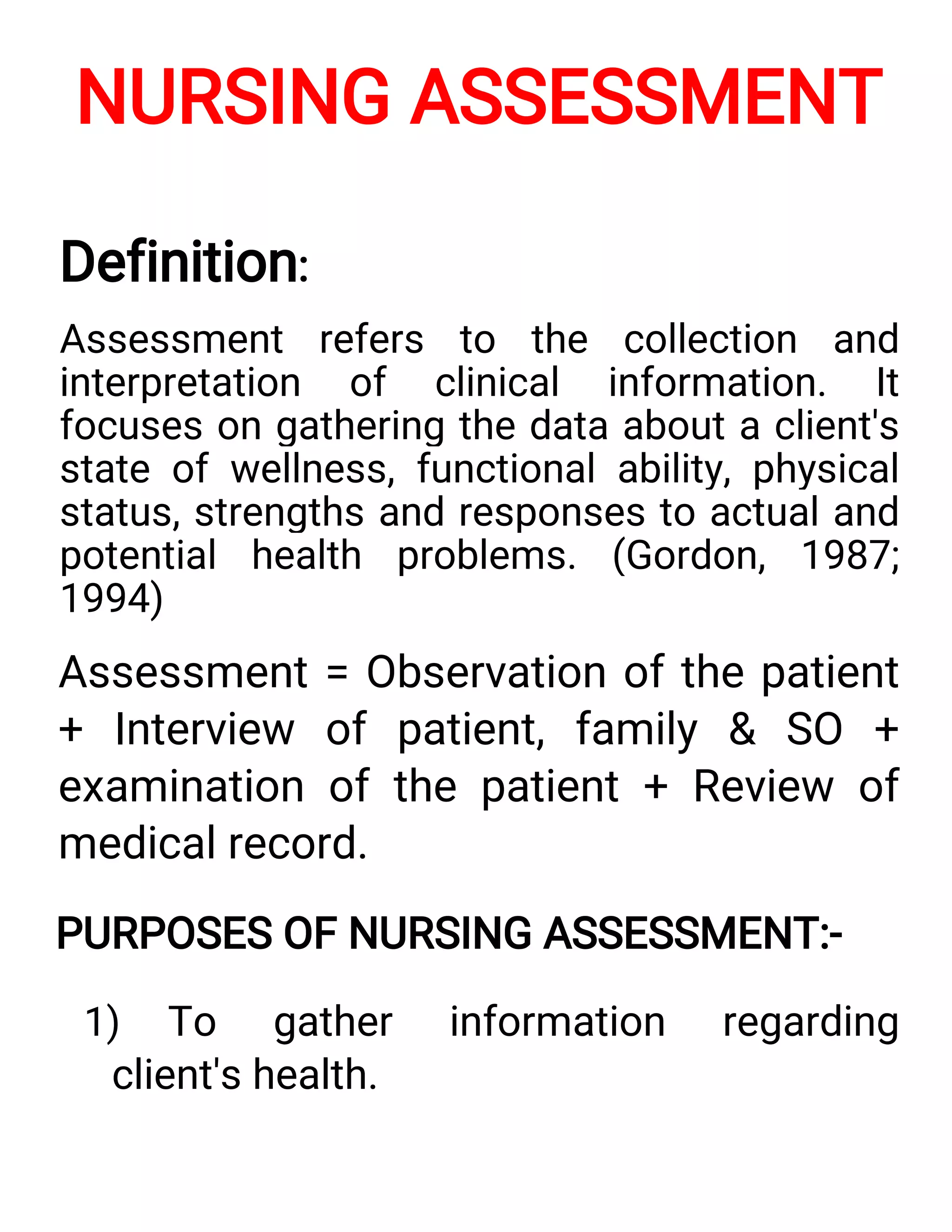 Nursing assessment | PDF