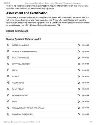 Nursing Assistant Diploma Level 3 - LIBM | PDF