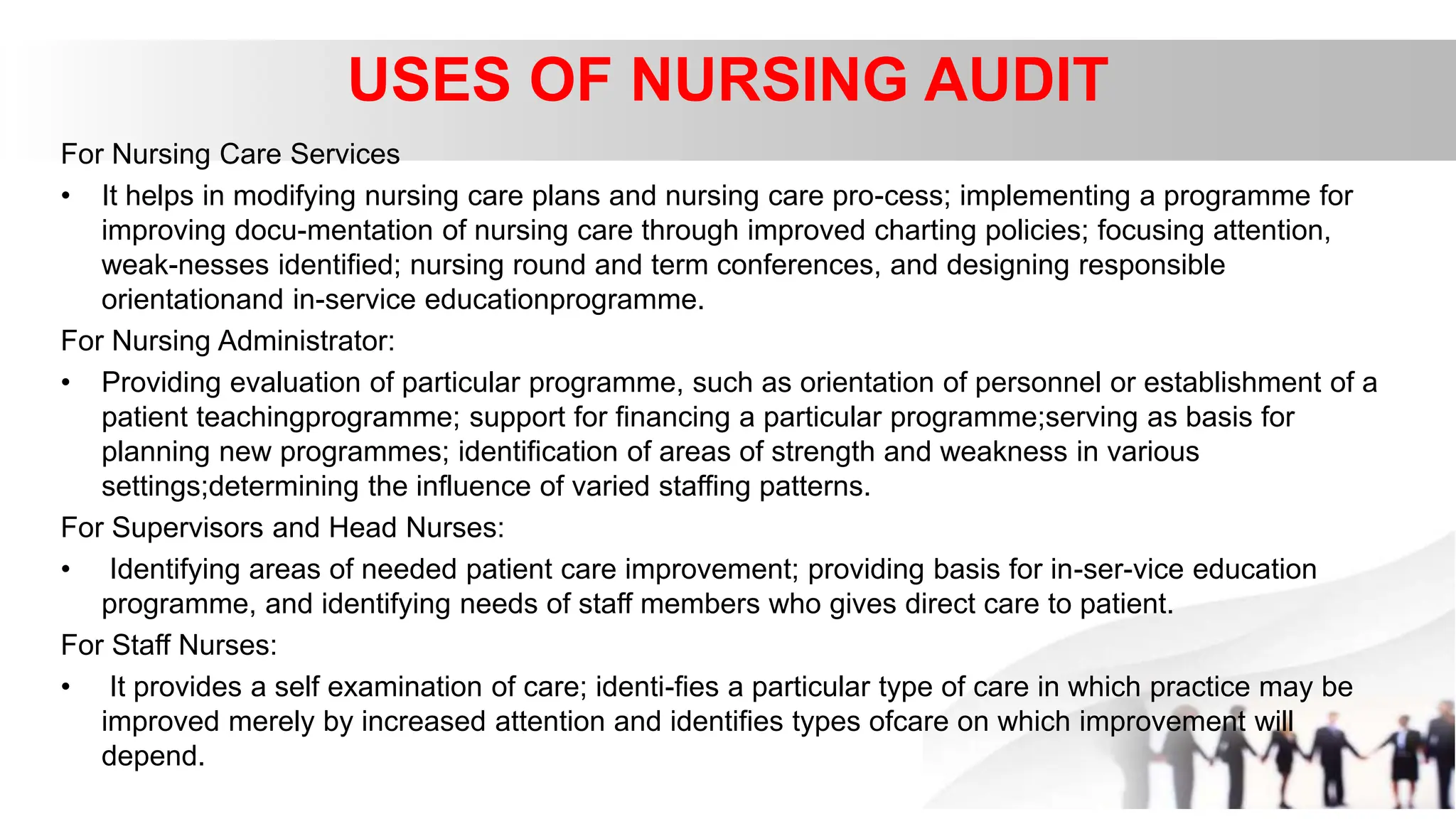 Quality assurance in nursing, (nursing audit).pptx