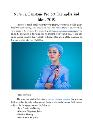 Nursing Capstone Project Examples and Ideas 2019 | PDF