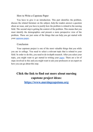 Nursing Capstone Project Examples and Ideas 2019 | PDF