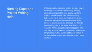 Nursing capstone project writing | PPTX