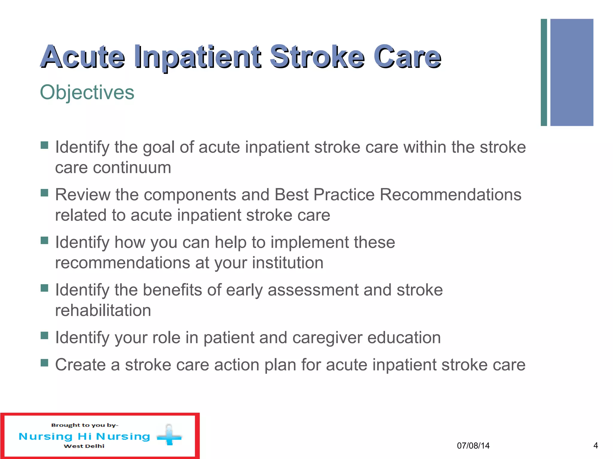 Nursing care across the acute stroke | PPT