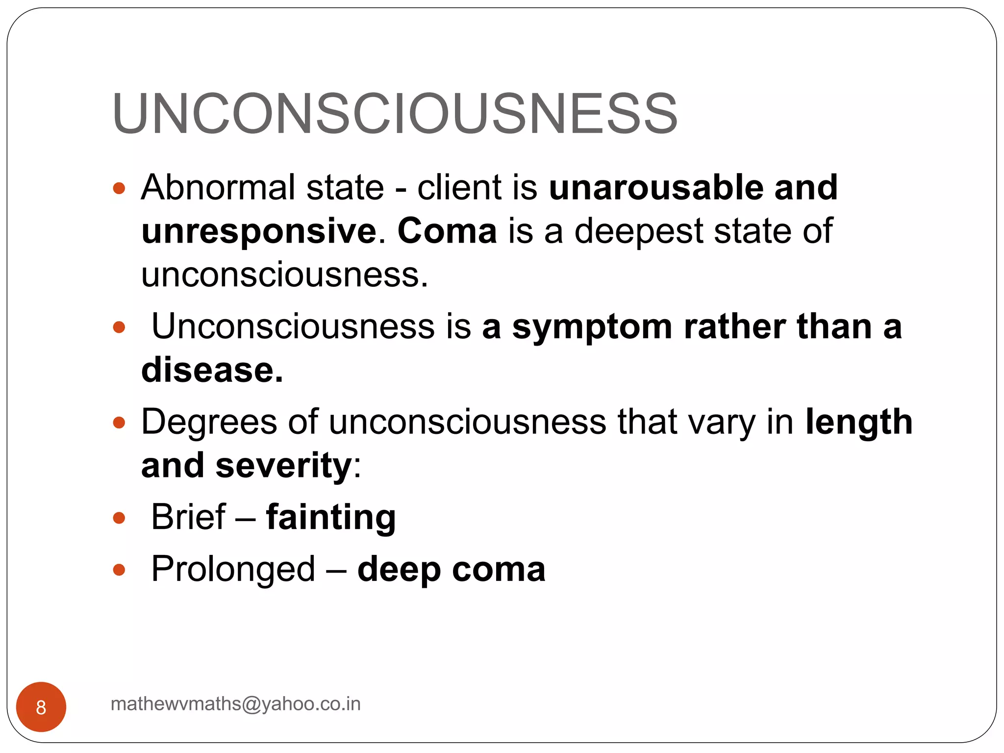 Nursing care of unconscious Patient | PPTX