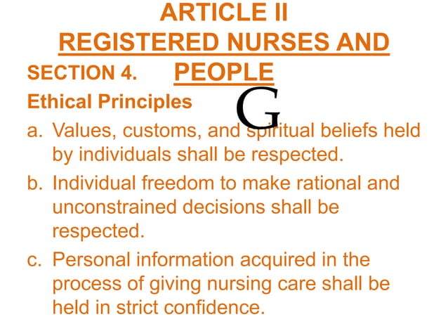 Nursing code of ethics | PPTX | Medical Health