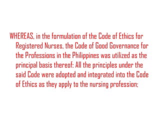 NURSING CODE OF ETHICS - NURSING LEADERSHIP AND MANAGEMENT.pptx