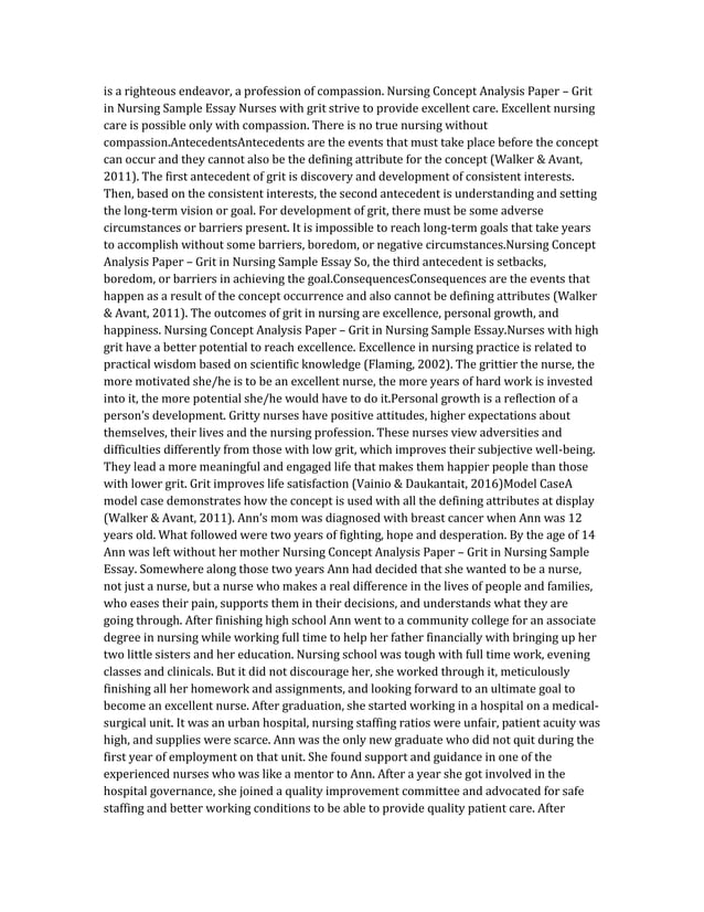 Nursing Concept Analysis Paper Grit in Nursing Sample Essay.docx