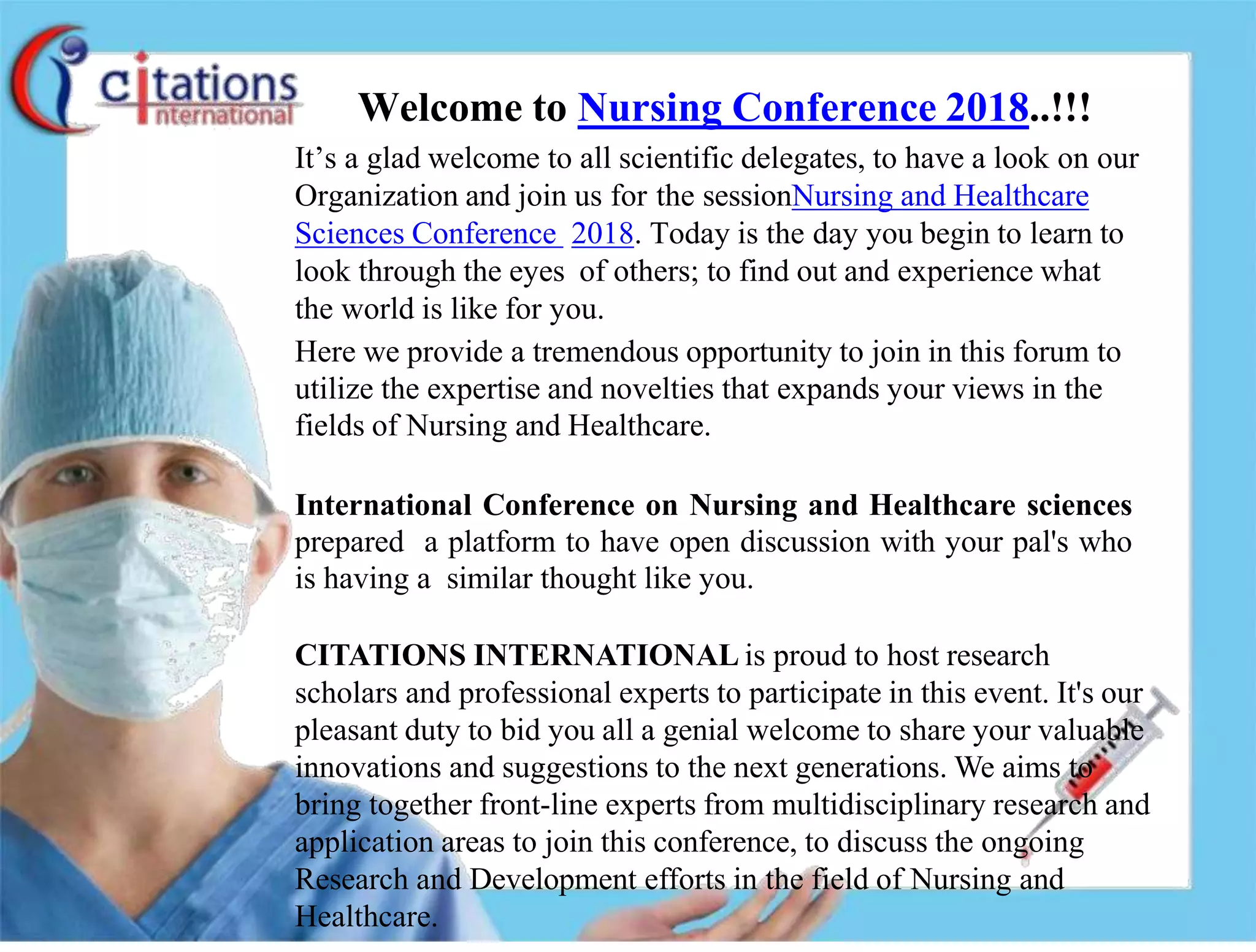 Nursing conference 2018 broucher | PPTX