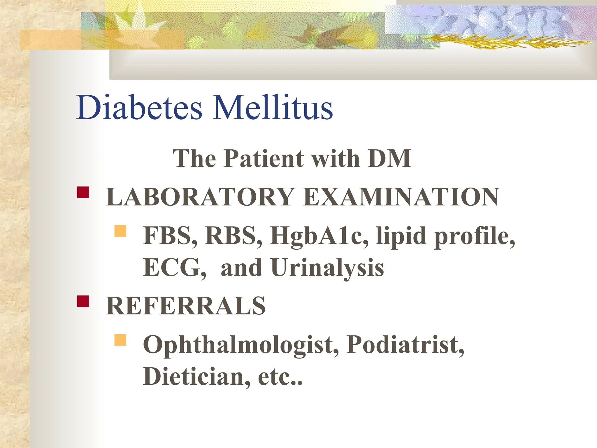 A PowerPoint presentation on Nursing Diabetes Mellitus | PPT