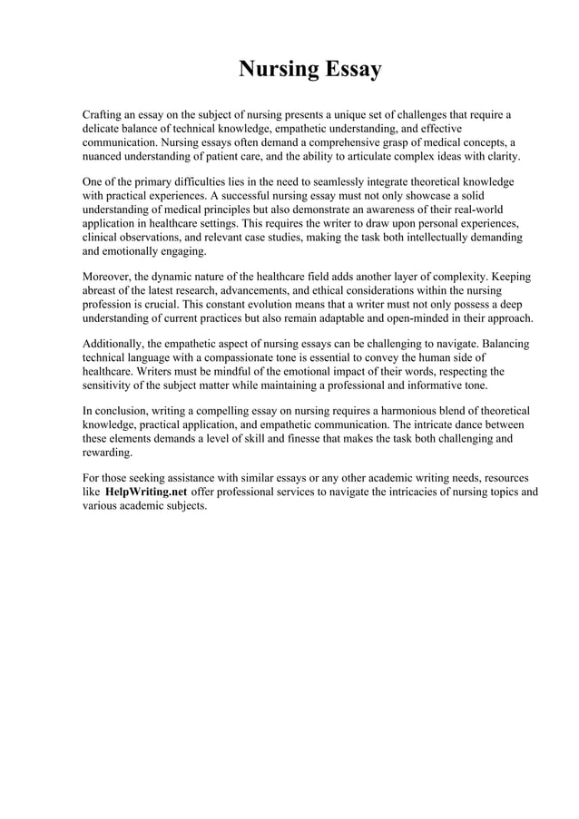 Nursing Essay. Roberts Wesleyan University | PDF