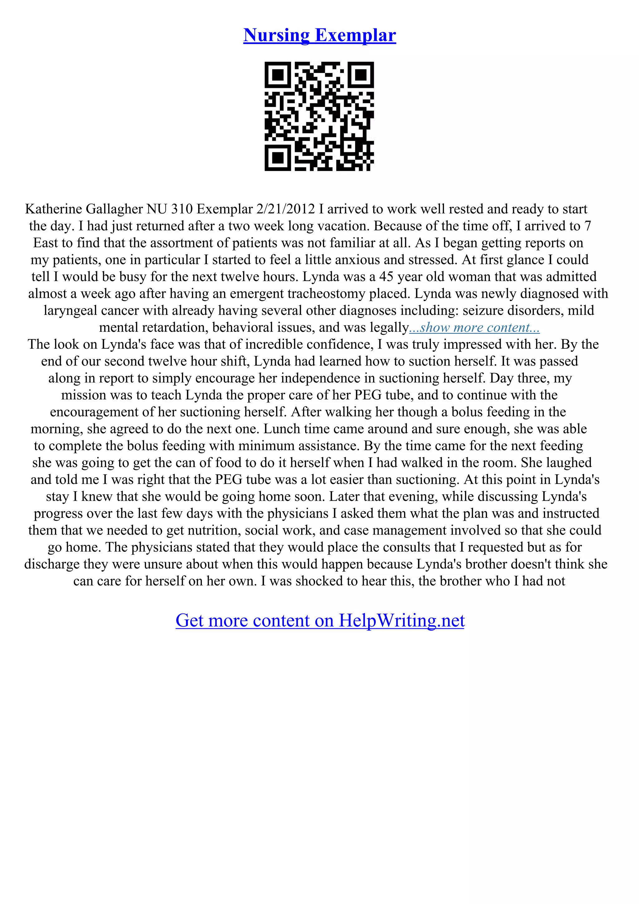 Nursing Essay Examples | PDF