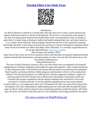 Nursing Ethics Essay | PDF