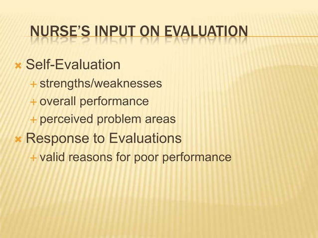 Nursing evaluations ppt | PPTX | Resume Writing and Advice | Job Search