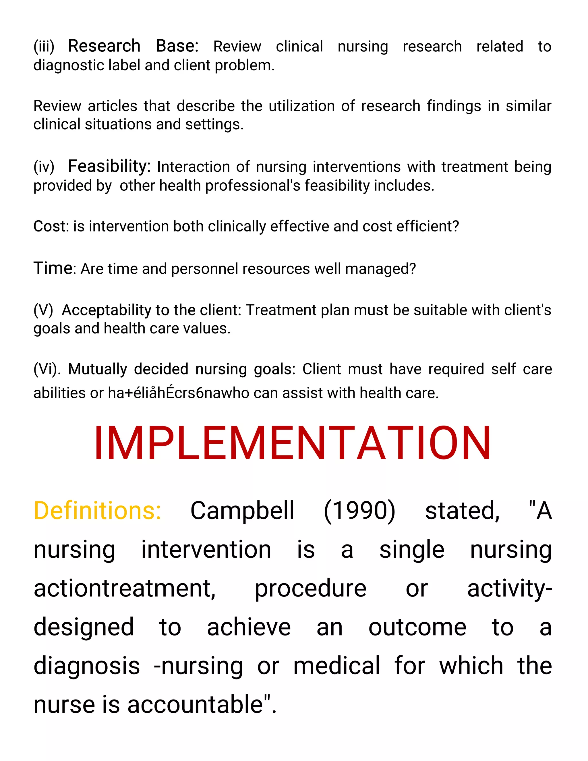 Nursing goal,implementation and evaluation | PDF