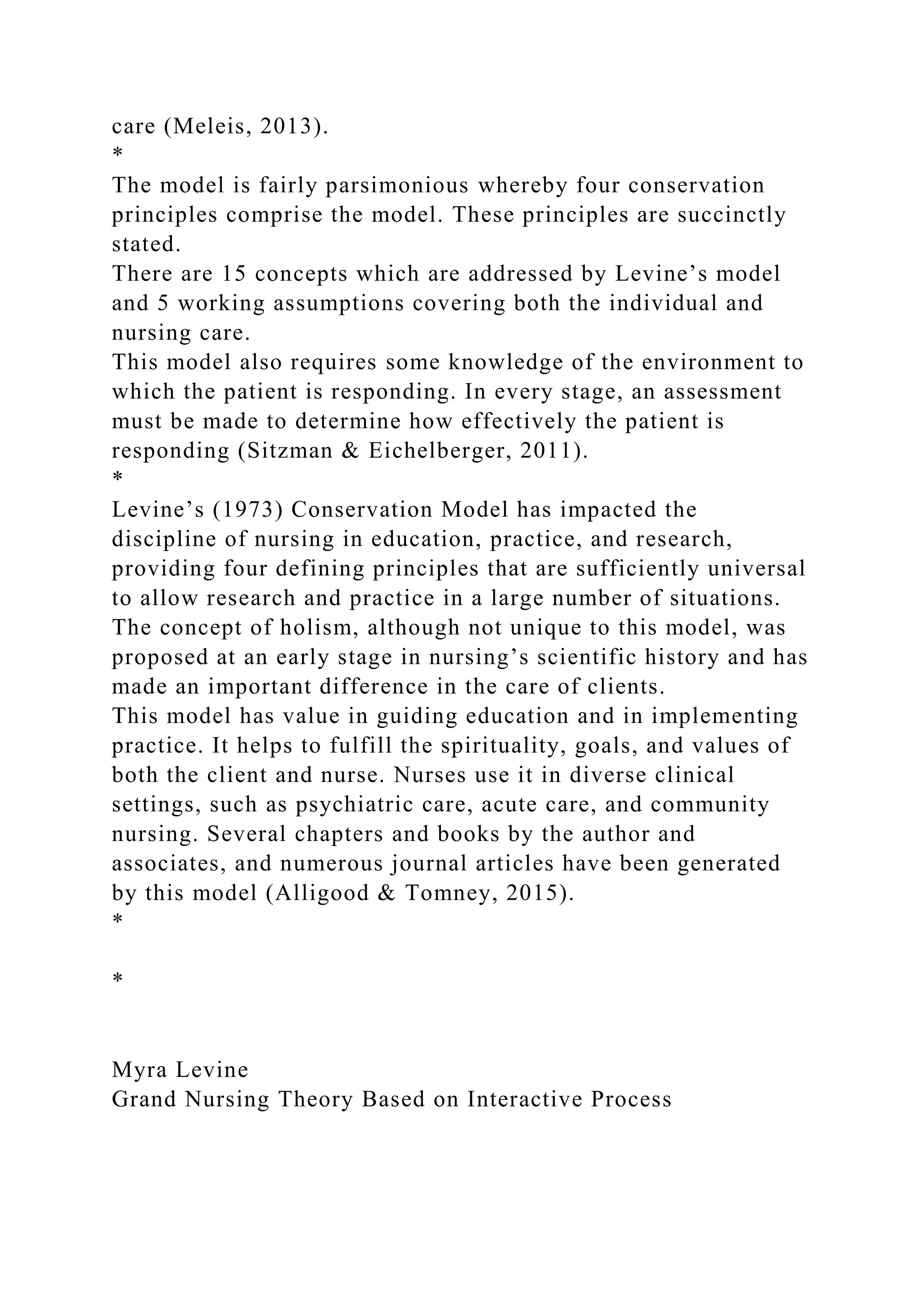 NURSING GRAND THEORYMYRA LEVINE CONSERVATION MODELS.docx