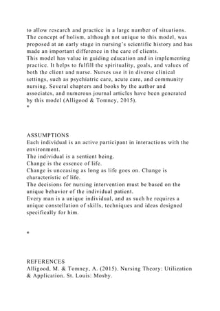 NURSING GRAND THEORYMYRA LEVINE CONSERVATION MODELS.docx