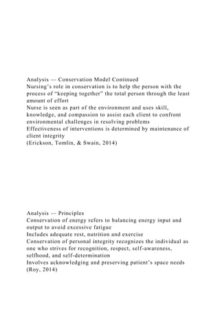 NURSING GRAND THEORYMYRA LEVINE CONSERVATION MODELS.docx