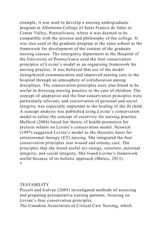 NURSING GRAND THEORYMYRA LEVINE CONSERVATION MODELS.docx