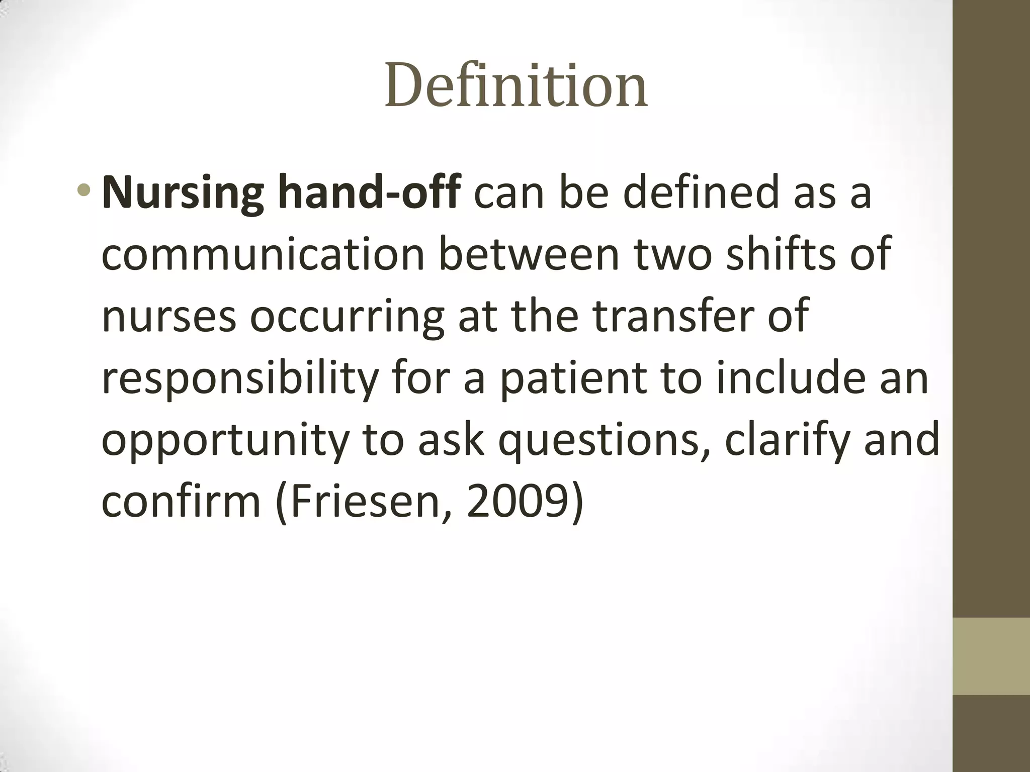 Nursing Handoff, Internet in Education project | PPTX