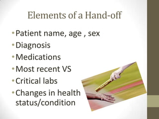 Nursing Handoff, Internet in Education project | PPTX