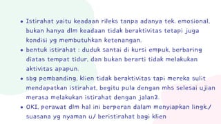 NURSING HEALTH pada nutrisi, istirahat tidur, mobilisasi | PDF