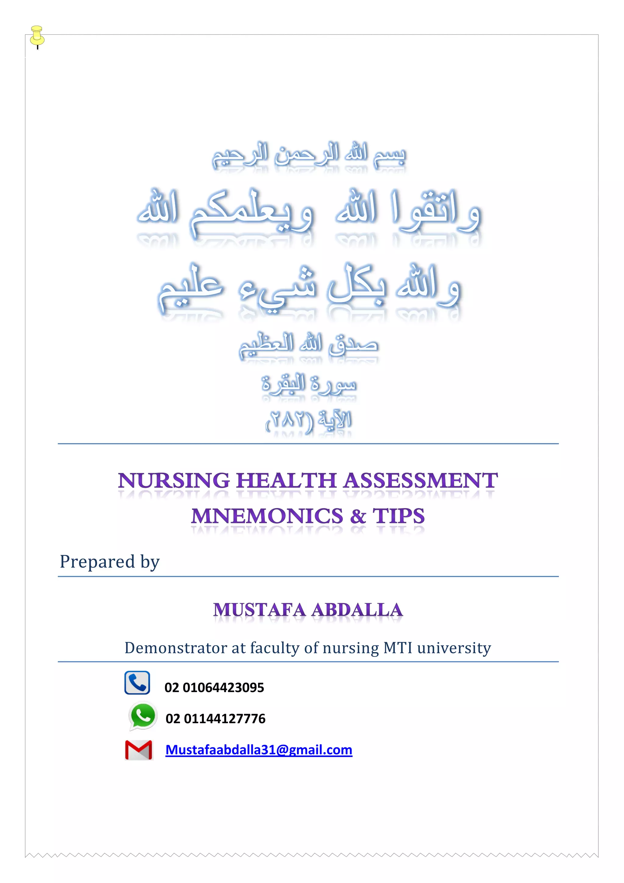 Nursing health assessment mnemonics & tips | PDF