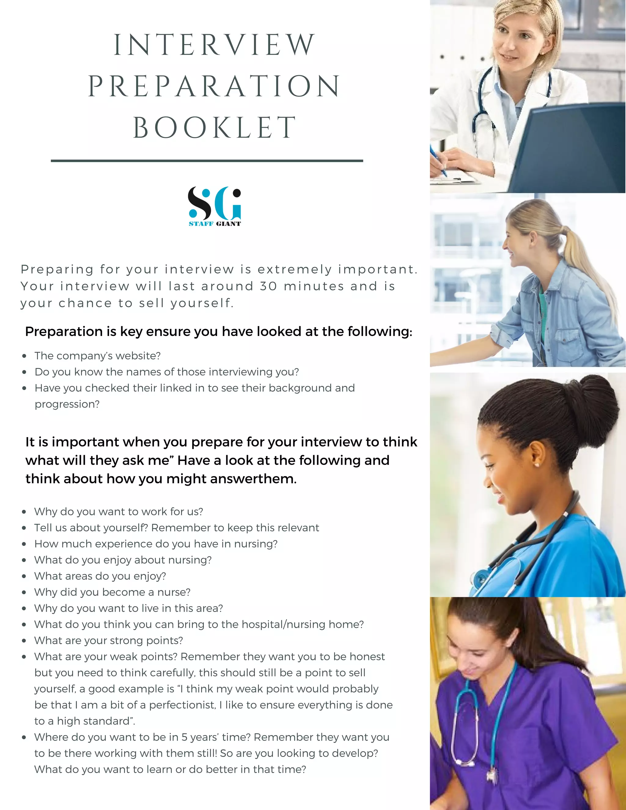 Nursing interview preparation booklet from staff giant | PDF