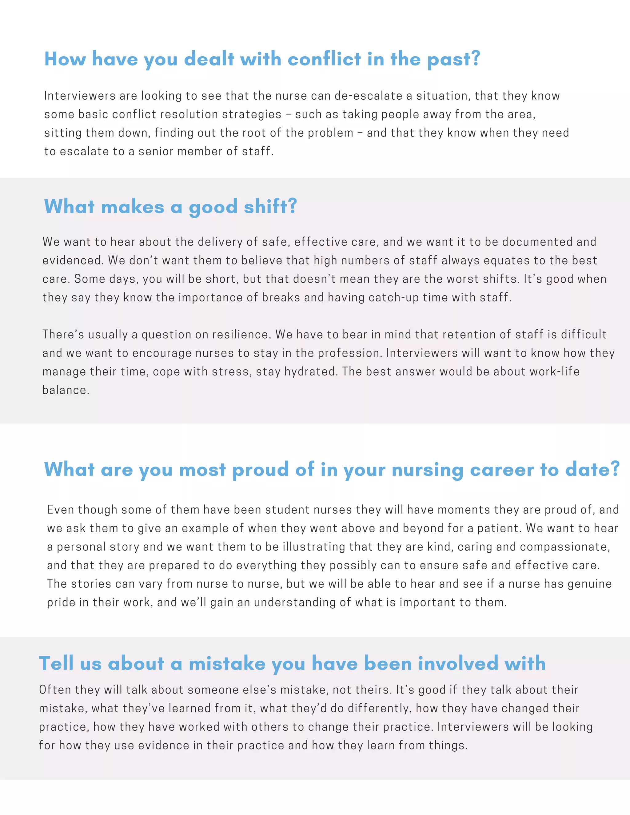 Nursing interview preparation booklet from staff giant | PDF