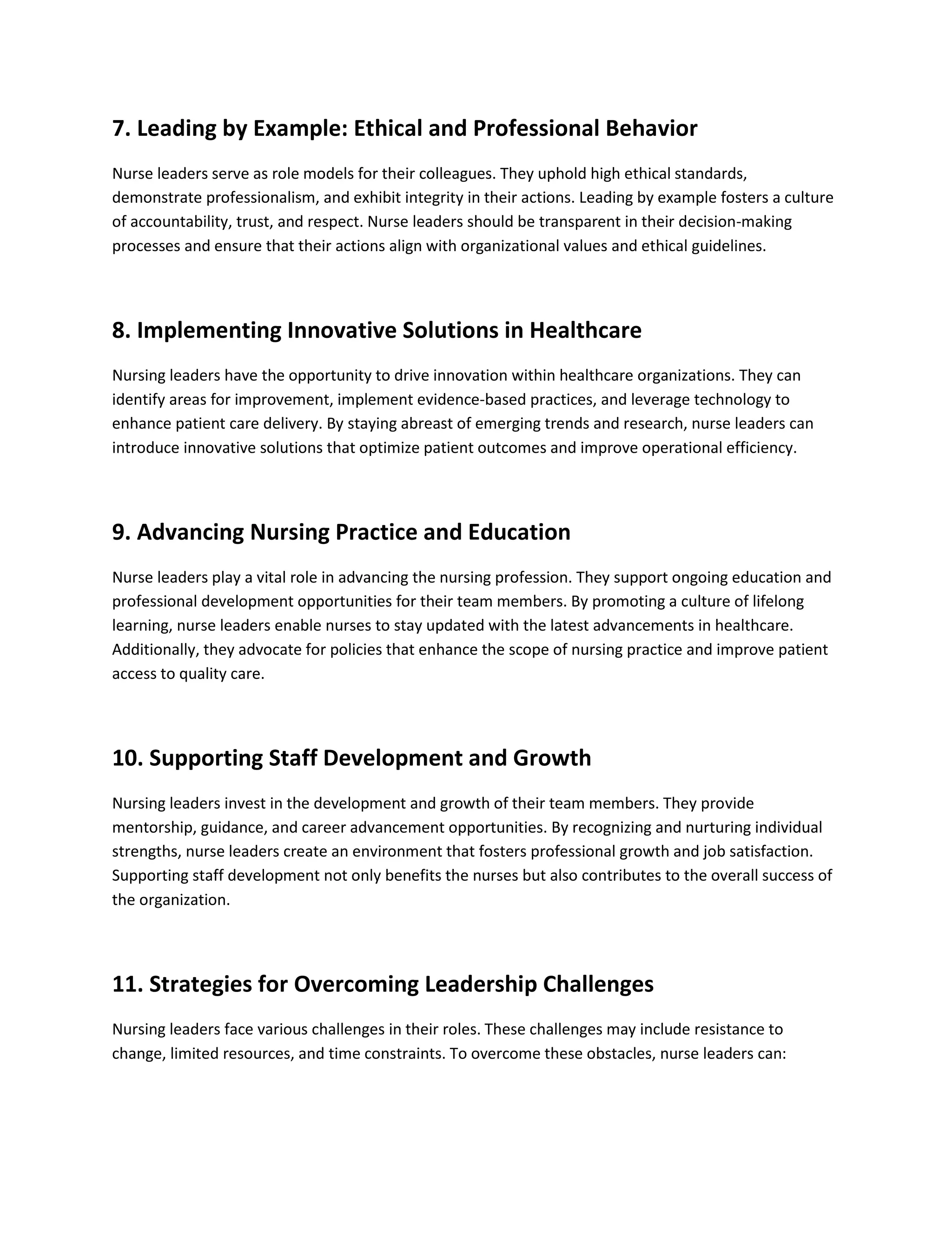 Nursing Leadership: Inspiring Change and Driving Positive Impact | DOCX
