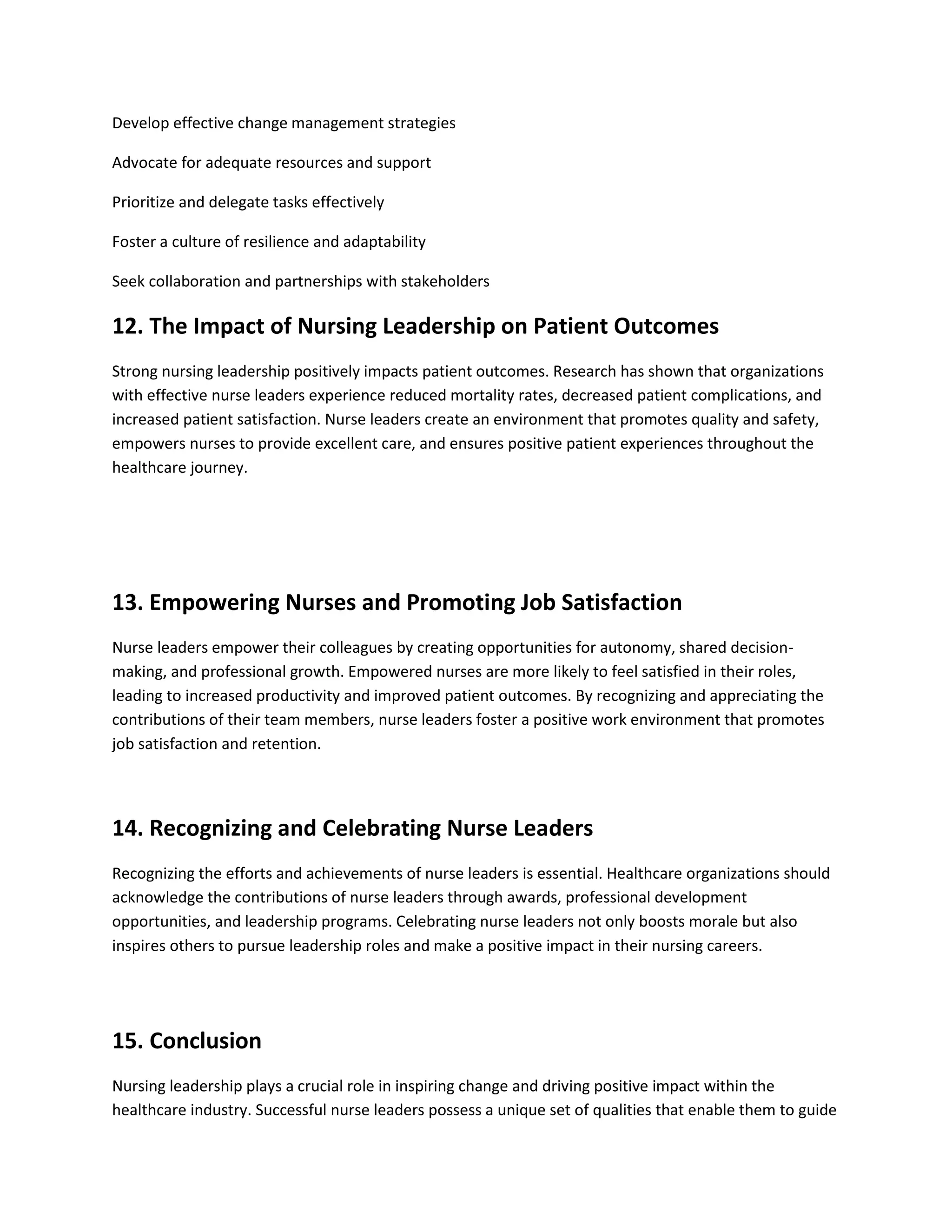 Nursing Leadership: Inspiring Change and Driving Positive Impact | DOCX