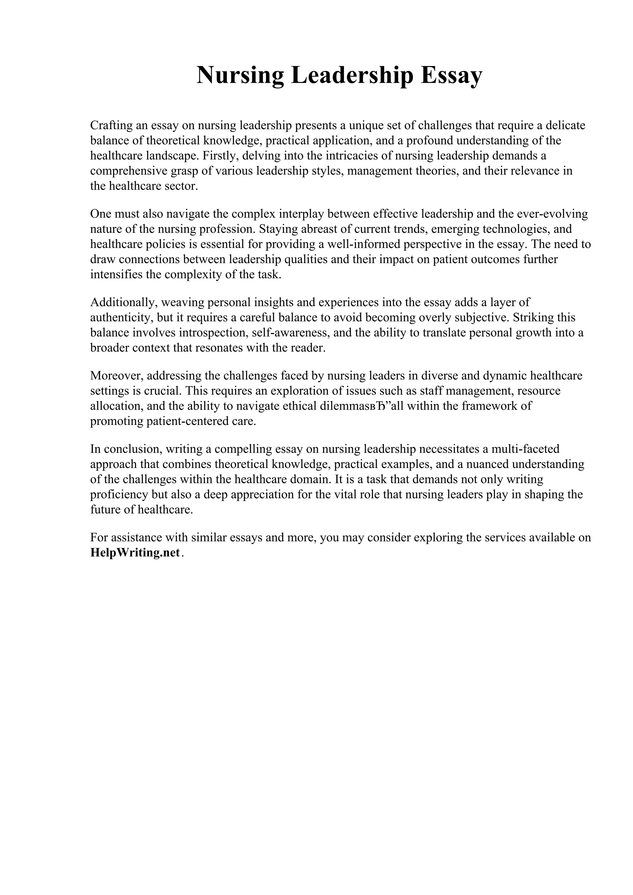 Nursing Leadership Essay.pdf
