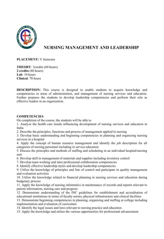 NURSING MANAGEMENT COURSE PLAN LEADERSHIP.docx
