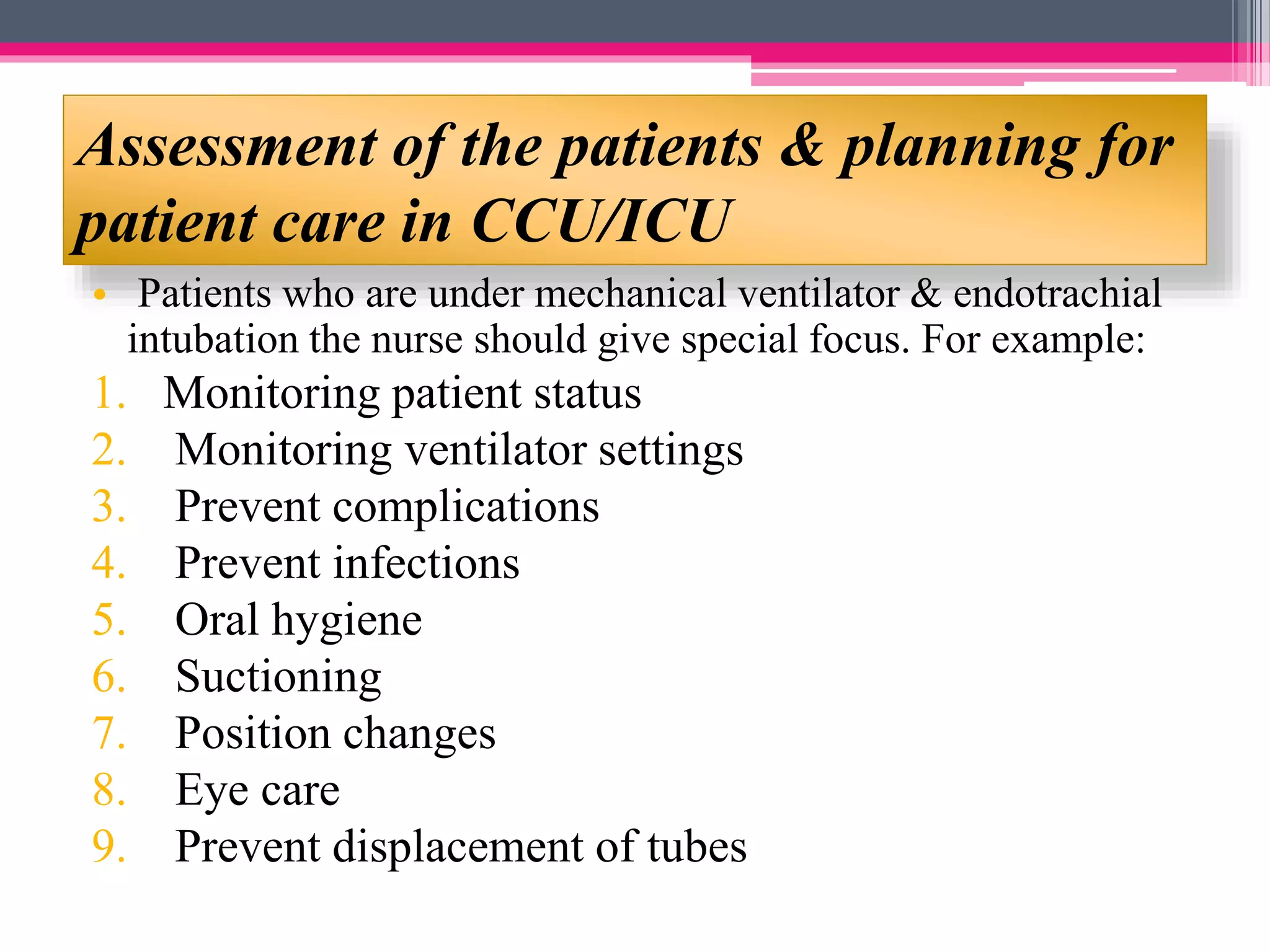 Nursing management of critically ill patient in intensive care units | PPTX