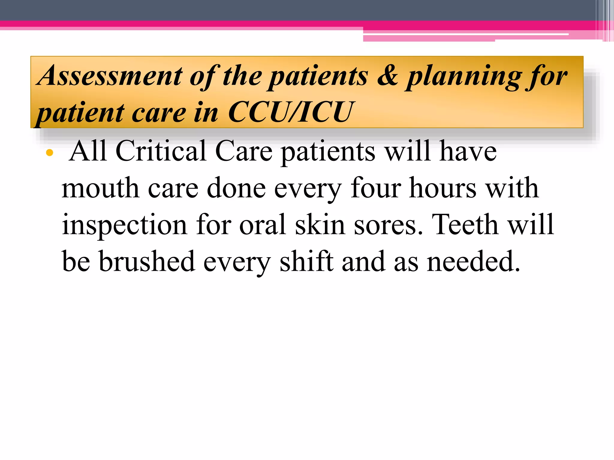 Nursing management of critically ill patient in intensive care units | PPTX