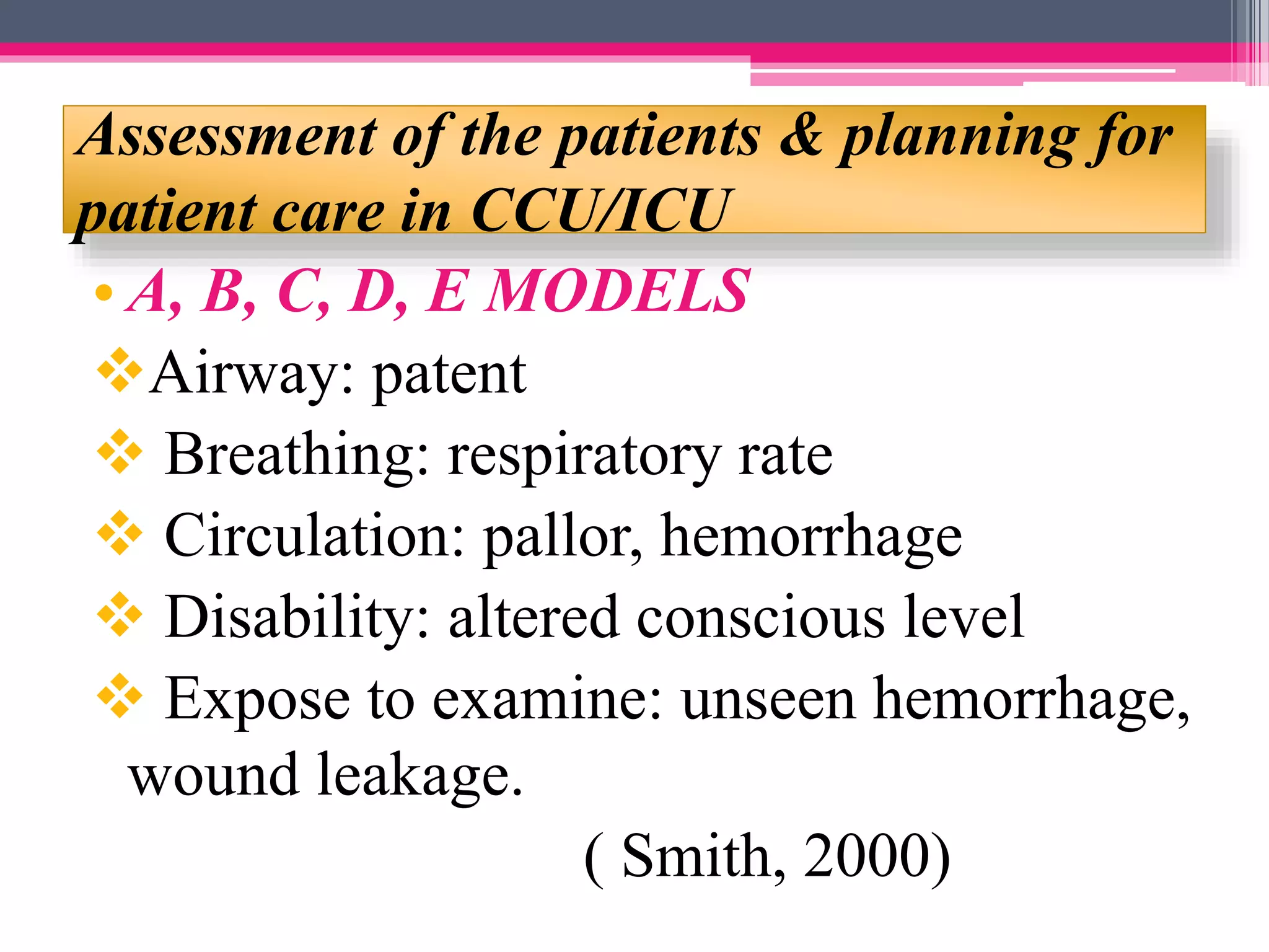 Nursing management of critically ill patient in intensive care units | PPTX
