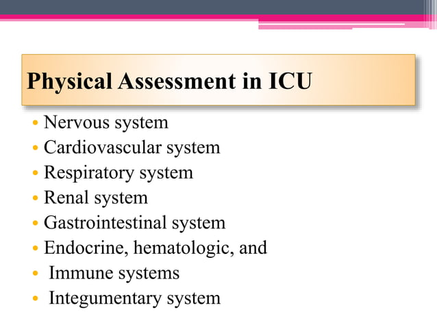 Nursing management of critically ill patient in intensive care units ...