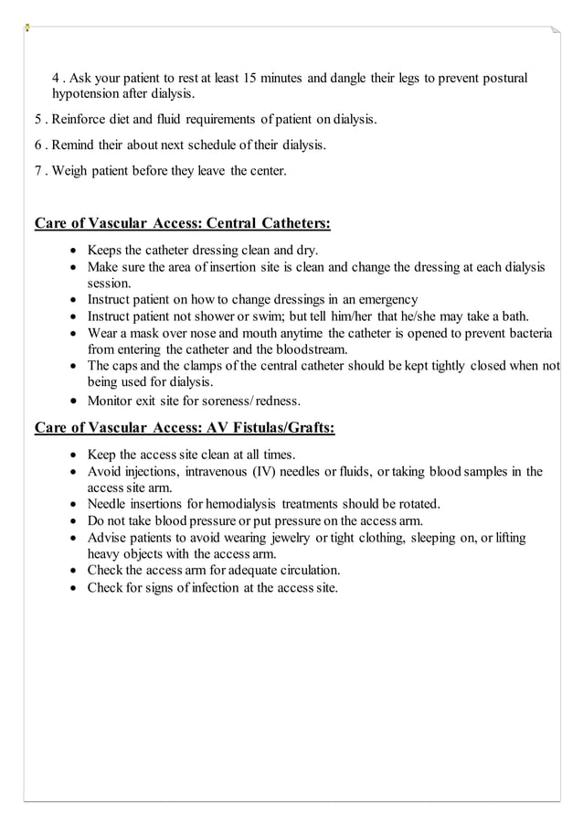 Nursing management of hemodialysis | DOCX | Healthcare Industry ...