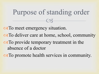 Nursing Manuals, Protocols/ Standing Orders | PPTX