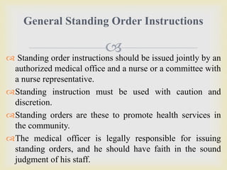 Nursing Manuals, Protocols/ Standing Orders | PPTX