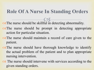 Nursing Manuals, Protocols/ Standing Orders | PPTX
