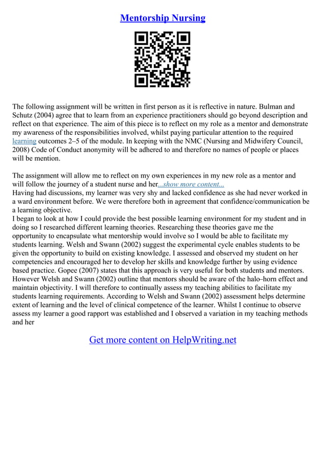 Nursing Mentorship Essay | PDF